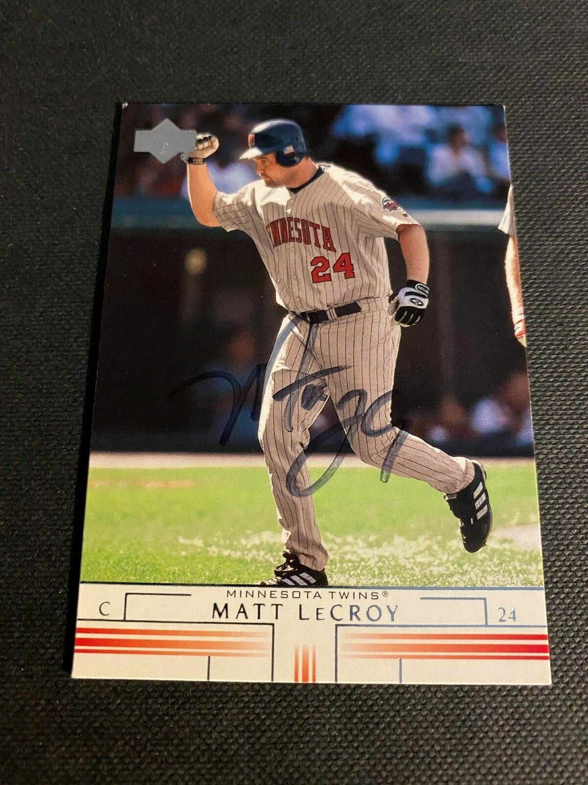 Matt LeCroy Signed 2002 Upper Deck UD Baseball Card Auto Twins ...