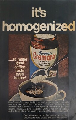 1966 Borden's Cremora A Pure Non Dairy Product Coffee Taste Better Vtg ...