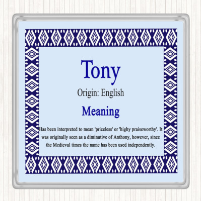 Tony Name Meaning Drinks Mat Coaster Blue | eBay UK