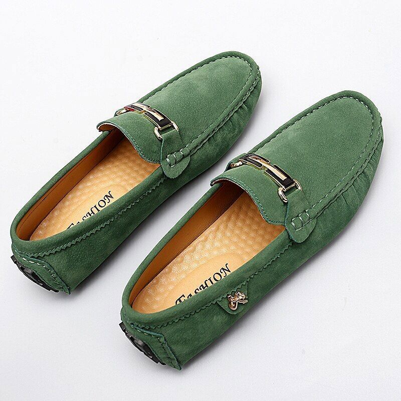 Loafers Men Handmade Leather Shoes Red Driving Flats Slip-On Boat Shoes ...