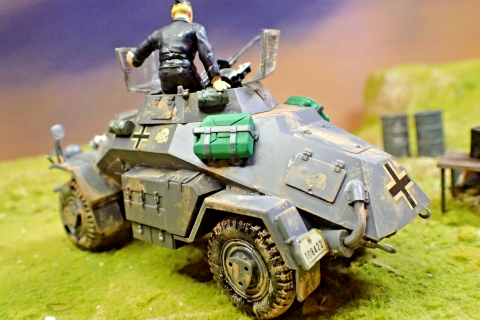 Built Painted Tamiya 1/35 German sdkfz 222, panther Wagen & infantry ...