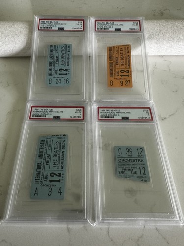 RARE 1966 THE BEATLES Chicago (4) Ticket Stubs ALL EXISTING PSA 4s ...