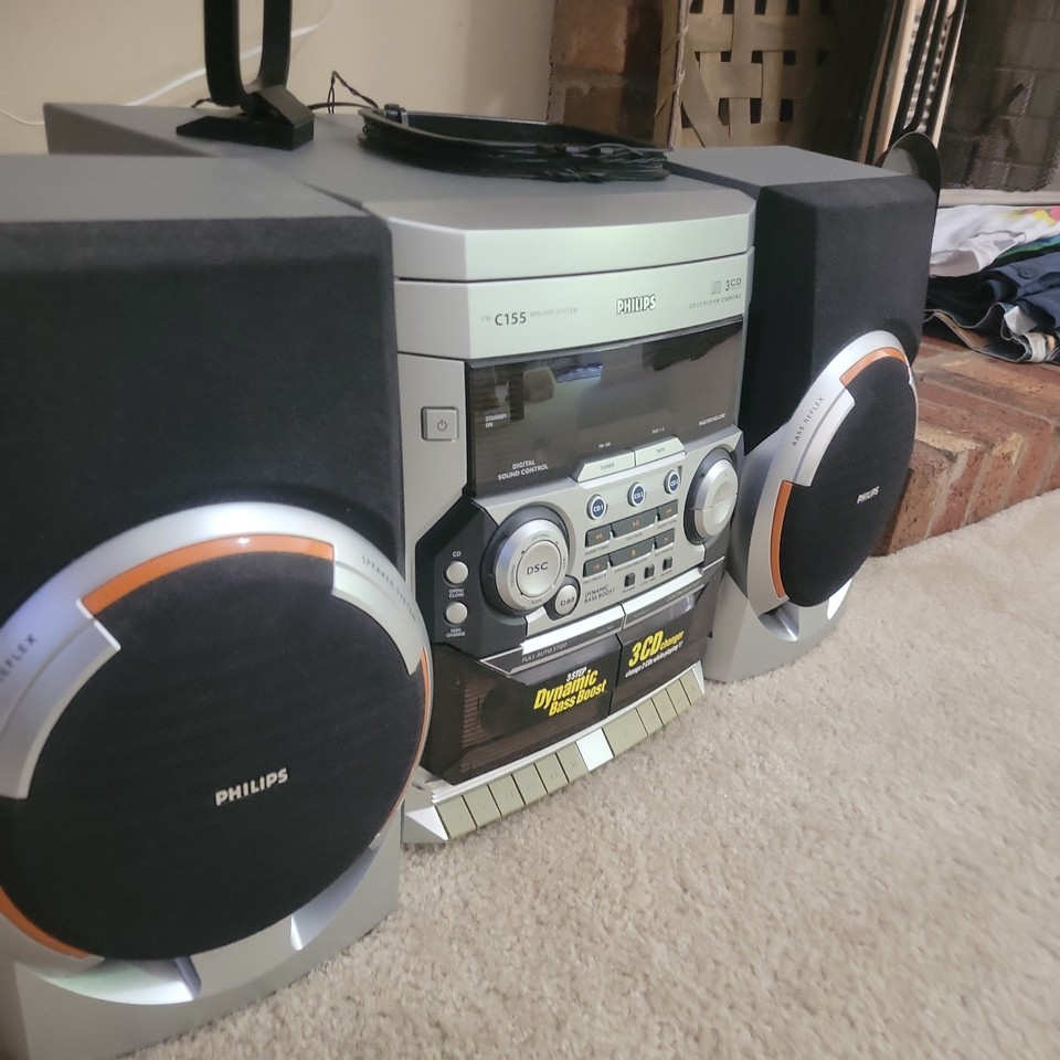 Philips FW-C255 Shelf Stereo System HiFi CD Changer Cassette Deck AM/FM ...