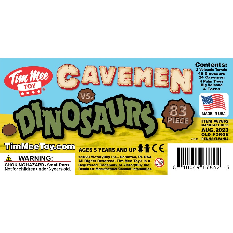 TimMee Processed Plastic Prehistoric Dinosaur Cavemen Tim Mee Bucket ...
