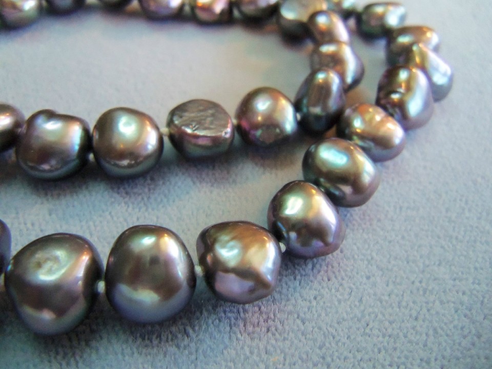 JCM JACMEL MAURITIUS 14K BLUEISH SILVER PEARL NECKLACE & BRACELET ...