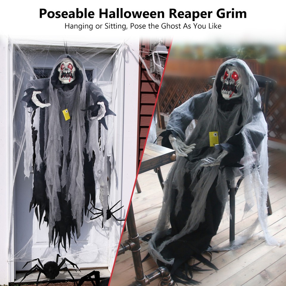 5.7FT Halloween Hanging Ghost Decor Ghost with LED Glowing Eyes and ...