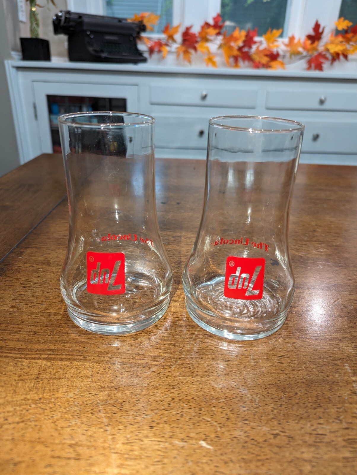 Set of 2 Vintage 7 UP The Uncola Upside Down Glass Tumbler soda pop ...