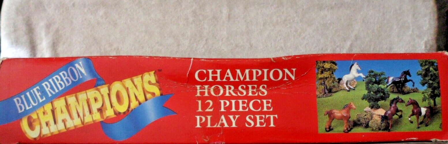 BLUE RIBON CHAMPIONS Horses 1/32 scale 12 pcs Plastic Toy Set #9517 by ...