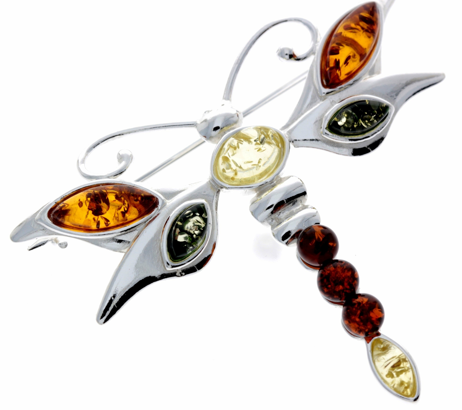 925 Sterling Silver & Baltic Amber Dragonfly Butterfly Brooch | eBay