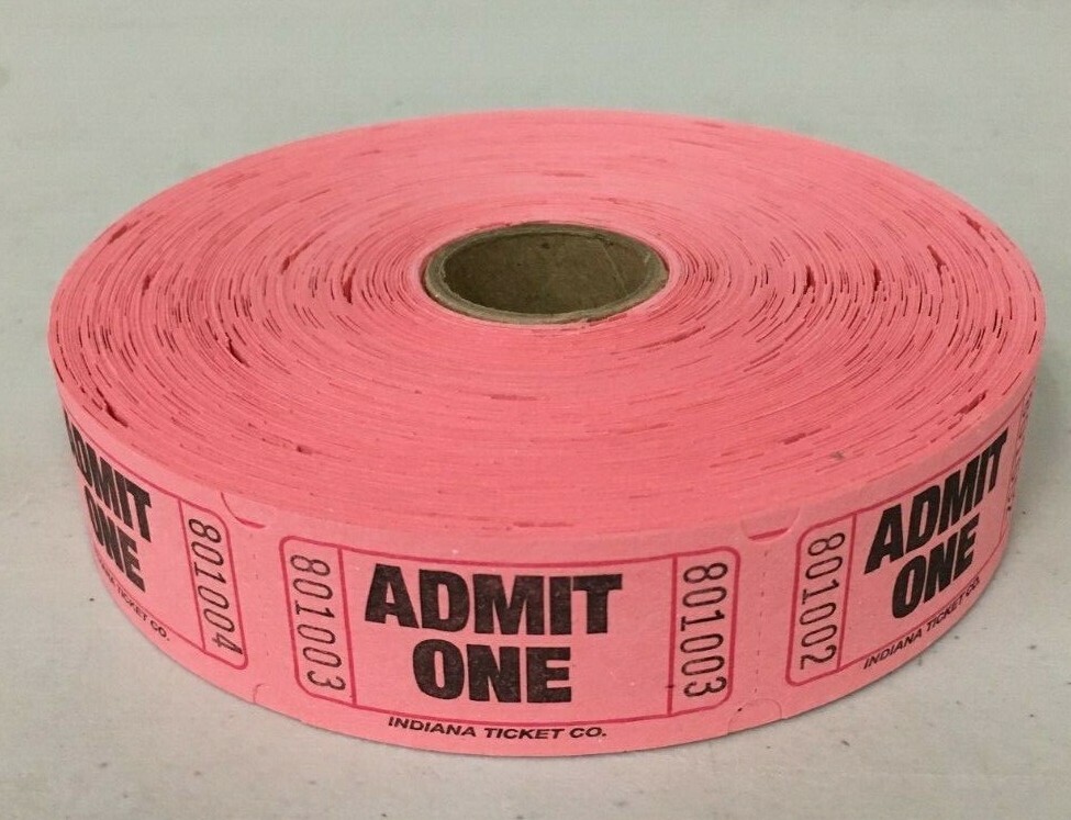 Admit One Raffle Tickets 1 Roll of 1000 Single Stub for a Carnival or ...