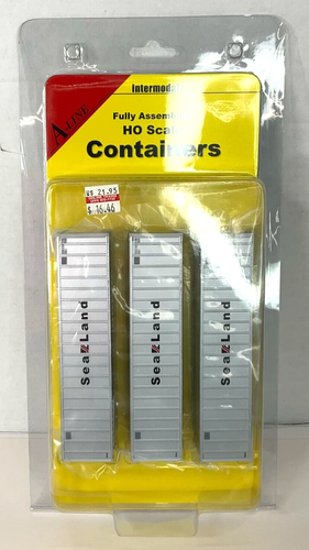 A-Line HO Scale #30306-02 40' Rib Sided Containers Sealand-Late 3 Pack ...