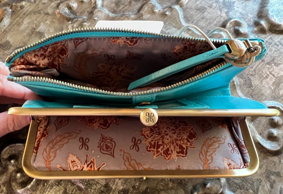 HOBO INTERNATIONAL~Wind~STUNNING FOLD OVER CLASP FRAME WALLET~Aqua ...