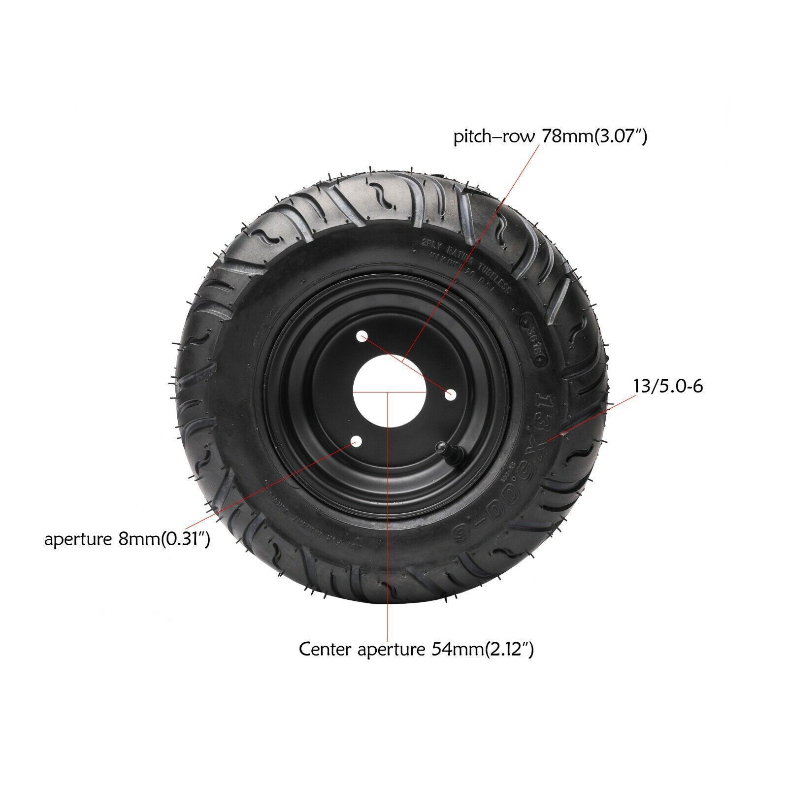 4 Set 13x5.00-6 6inch Rear Wheel Rim Tyre for 49cc 50cc GoKart Golf ...