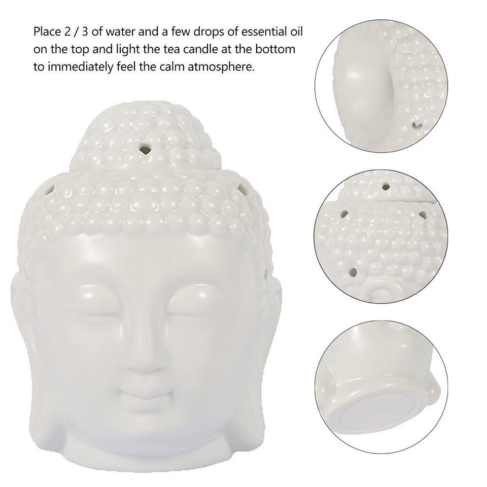 Ceramic Buddha Head Oil Burner Holder Melt Wax Warmer Diffuser Candle White tp | eBay