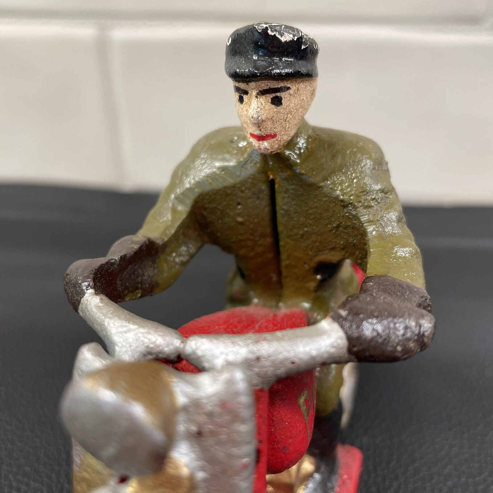 Cast Iron Motorcycle Patrol Figure Vintage Die Cast Biker Toy Hubley ...