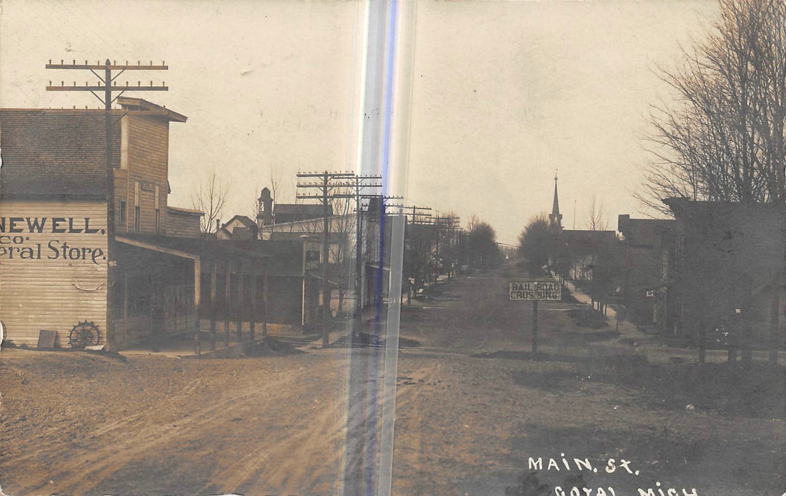 CORAL Michigan RPPC postcard Montcalm County Main Street of town 1908 ...