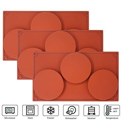 3-Cavity Large Round Silicone Disc Cake Mold 3 PCS Pack Non-Stick ...