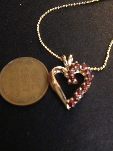 18 Inch Gold Plated Gold Chain & Hart Pendant With Red Stones Thailand ...