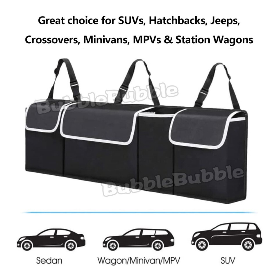 Car Boot Organiser Large Storage Bag Pocket Back Seat Hanger Travel ...