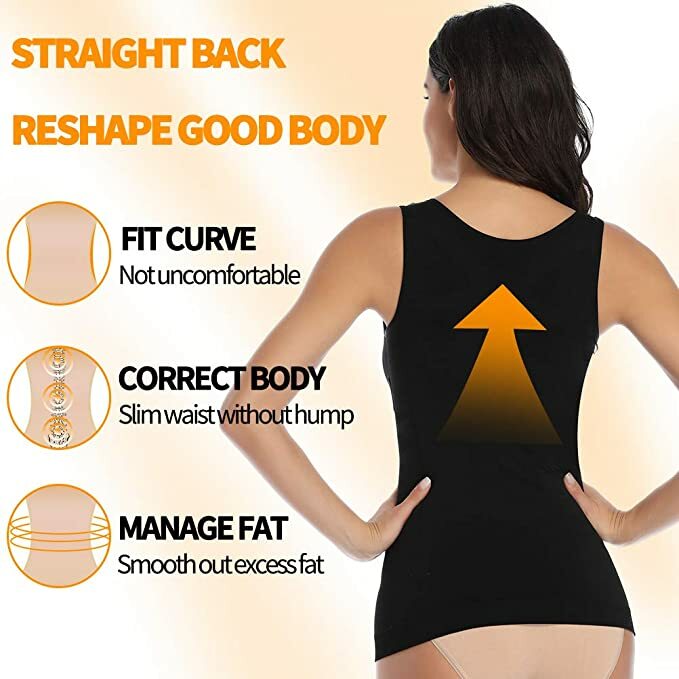 Women with Built in Bra Tummy Control Camisole Cami Shaper Tank Top ...
