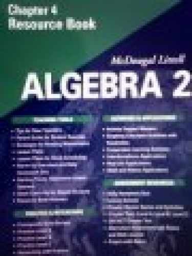 McDougal Littell Algebra 2: Resource Book: Chapter 4 - Paperback - Good ...