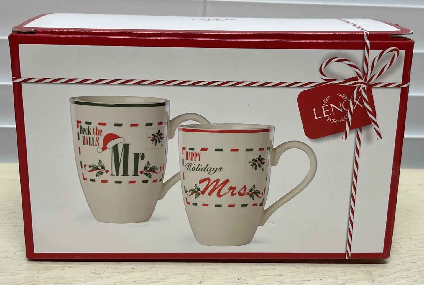 Set Of 2 Lenox Christmas Hosting The Holidays Mr./Mrs.14 oz Mugs New In ...