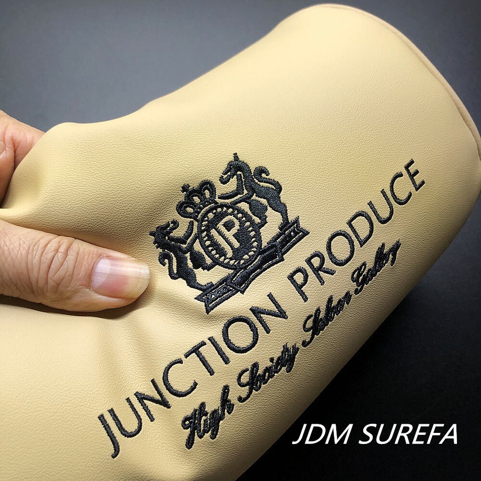 2Pcs JDM Junction Produce Beige Tan Leather JP Neck Pillow VIP Car Seat ...