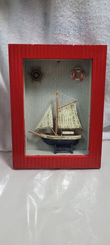 Sailboat/nautical Themed Wooden Red Shadow Box Type Art | eBay