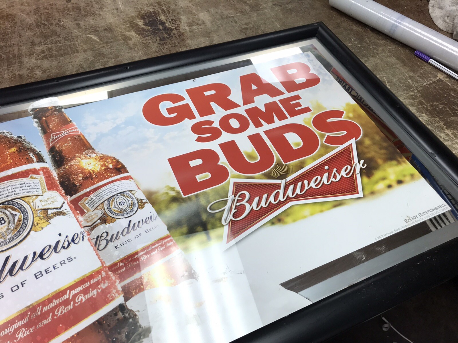 Budweiser Anheuser Busch Grab Some Bud Bar Pub Mirror Sign 21x33 | eBay