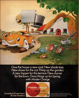 1970 Vintage ad master charge retro Credit Card Art Cartoon flowers 09 ...