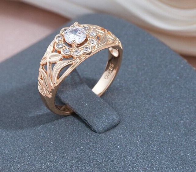 Elegant 585 RG Rose gold Rose gold with zirconia 2.8 gr ring ( size : 8 ...