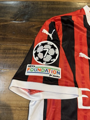 AC Milan Home Jersey Black Red #7 Santiago Giménez UCL Patches Large | eBay