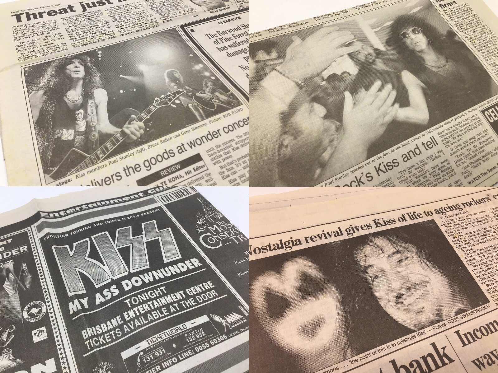 KISS 1980-1995 OZ TOUR LOT NEWSPAPER & MAGAZINE PAGES - ORIGINAL ...