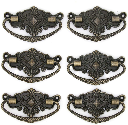 4 Pcs Vintage Antique Brass Bail Pull Handle for Wooden Drawer Cabinet ...