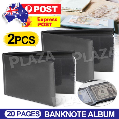 2X Banknote Album 20 Page Notes Paper Money Collection Book Holder ...