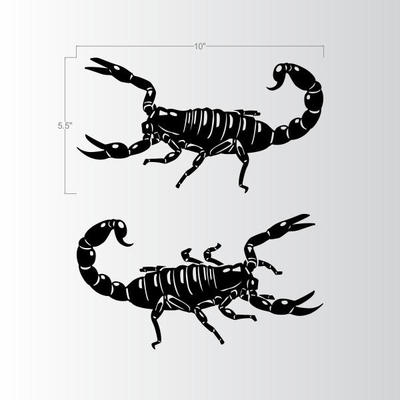 Scorpion Scorpions Set of 2 BLACK Color Vinyl Decals Stickers 10x5.5 ...