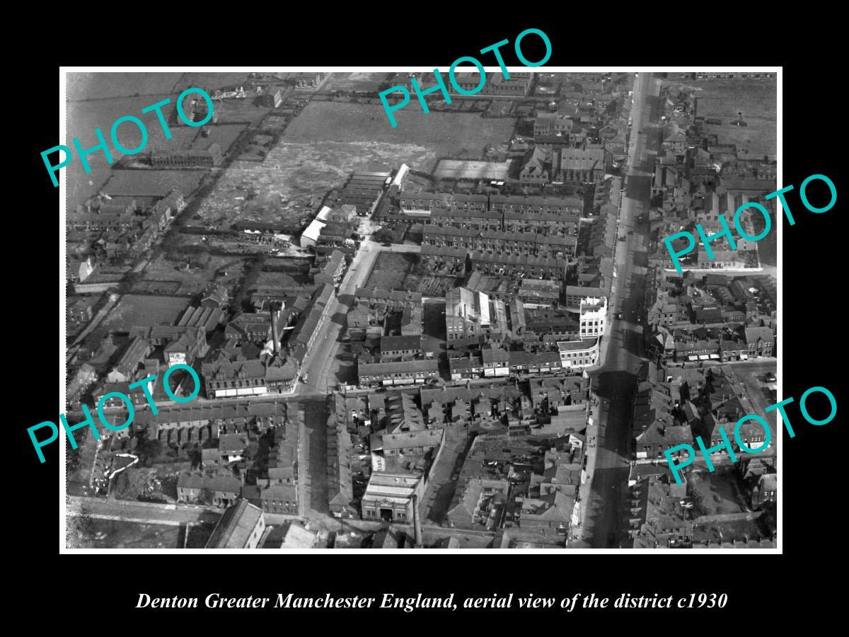 OLD 8x6 HISTORIC PHOTO DENTON MANCHESTER ENGLAND DISTRICT AERIAL VIEW ...