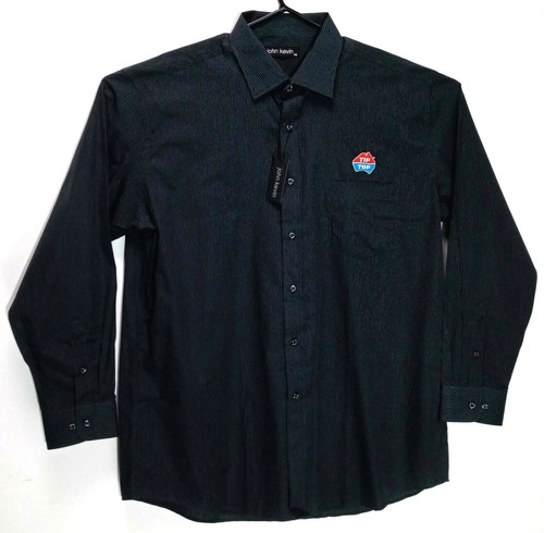 John Kevin Tip Top Bakery Charcoal Striped Exec shirt Size 46 Pit to ...
