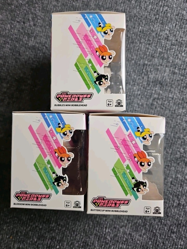 SET OF 3 Powerpuff Girls Mini Bobble Head Figures BUBBLES BUTTERCUP ...
