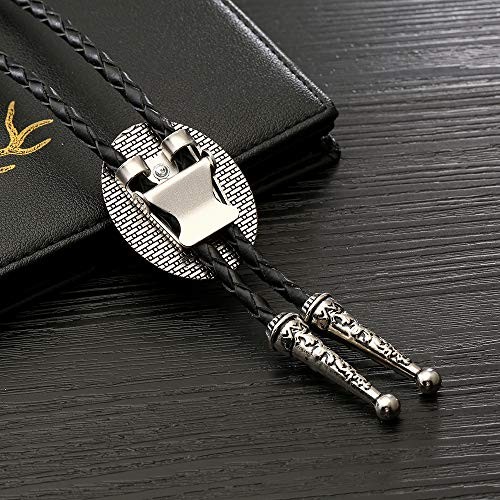 Western Cowboy Bolo Tie Men Leather Necktie Leather White Turquoise ...