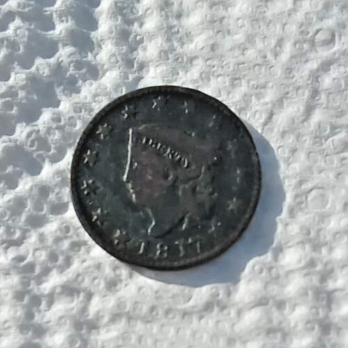 1817 Large One Cent Penny With Die Crack Or Cud Between The One & Seven ...