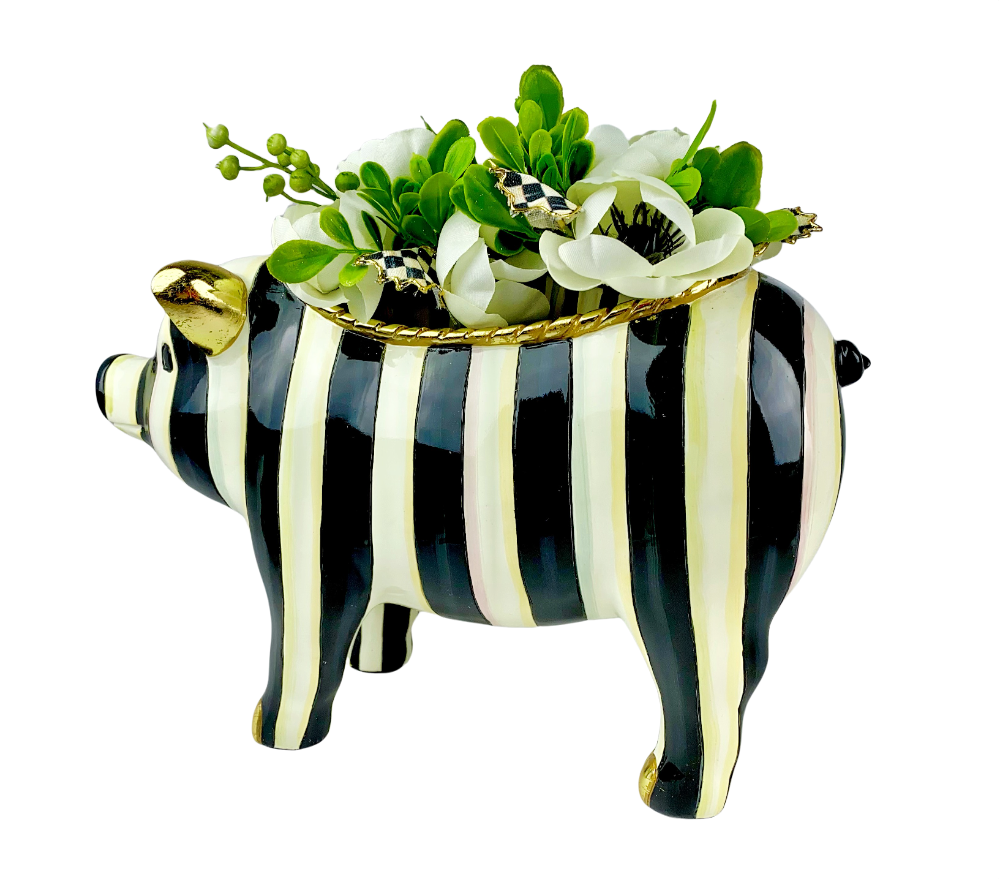 Mackenzie Childs Authentic Courtly Striped Pig Hand-painted Resin for ...