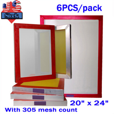 6 PACK 20" x 24" Aluminum Screen Printing Screens With 305 Yellow Mesh ...