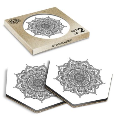 2 x Hexagon Coasters - BW - Indian Mandala Boho Yoga #37941 | eBay