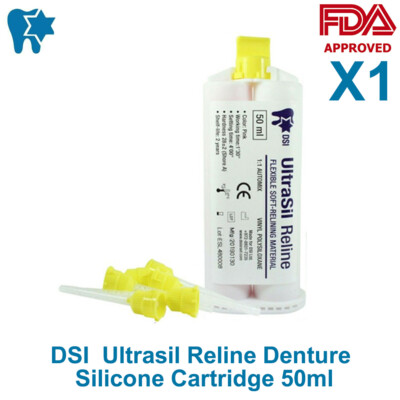 DSI UltraSil Dental Soft Relining Material Denture Reline Vinyl Automix ...
