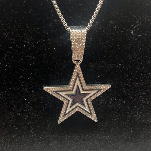 Dallas Cowboys Silver Star Pendant Necklace Rhinestones | eBay