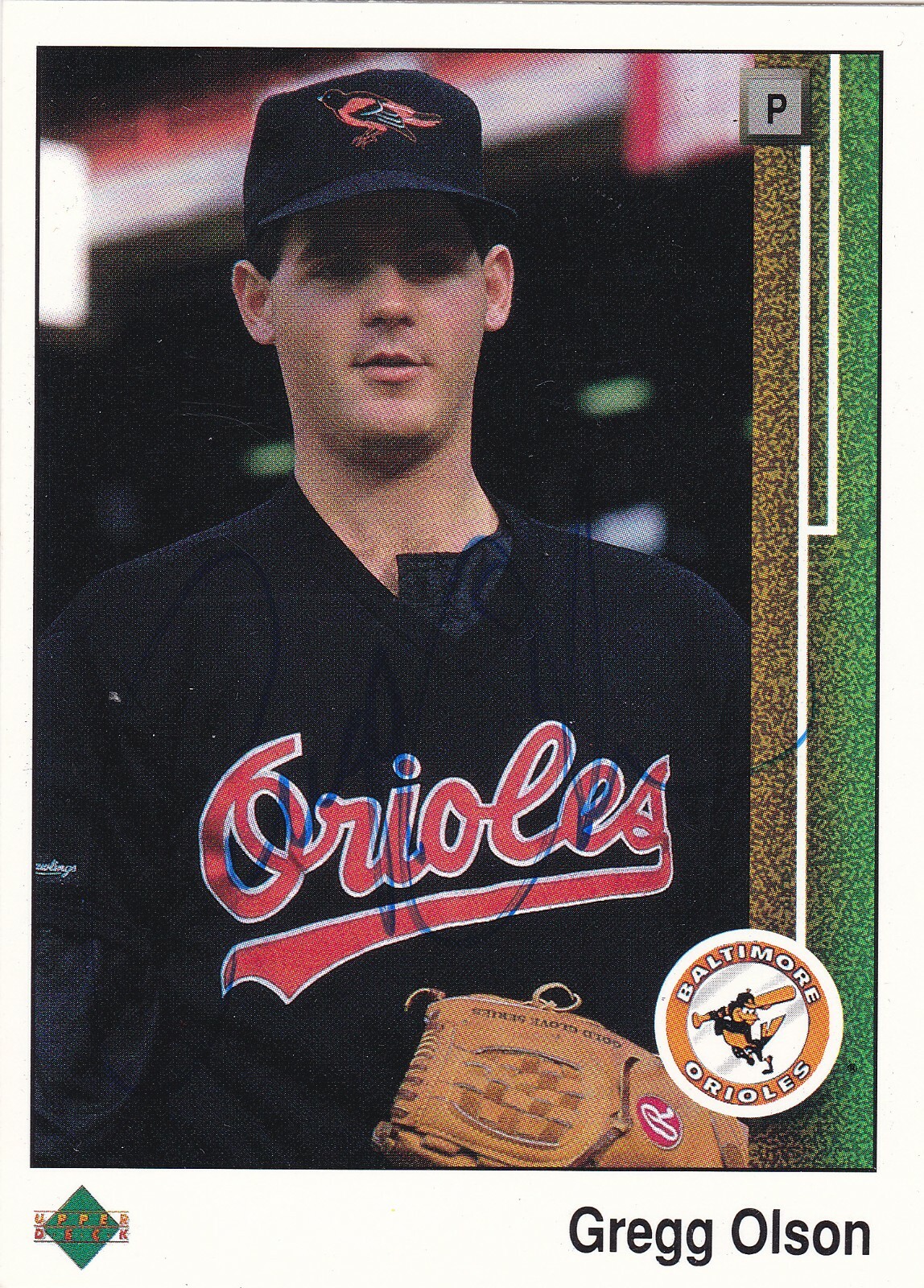 GREGG OLSON BALTIMORE ORIOLES SIGNED CARD DODGERS BRAVES ROYALS TWINS ...