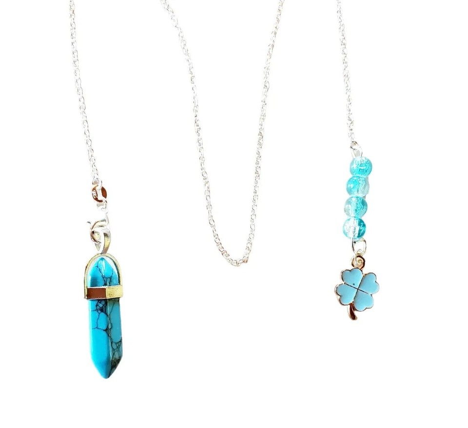 Blue Howlite Dowsing Pendulum with Clover Charm – Divination Tool Ghost ...