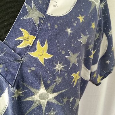 Moon Stars Med Scrub Outlet Blue Medical Scrub Top Short Sleeve 2 ...