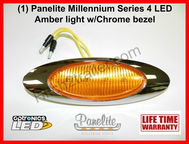 6 Optronics PANELITE Millennium M1 LED Amber 4 Diode Chrome Bezel ...